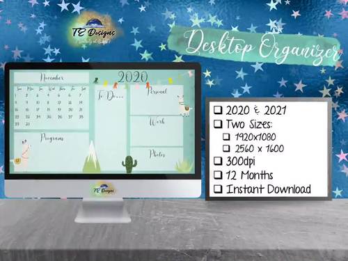 Llama Desktop Organiser | Desktop Wallpaper Calendar 2021 & 2022 by ...