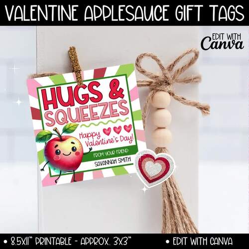 Valentine's Day Applesauce Cards, Apple Sauce Pouch Non Candy Class ...