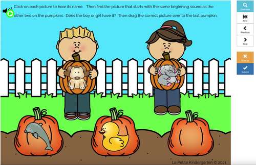 Fall Alliteration 2 BOOM Cards by La Petite Kindergarten | TPT