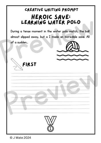 Diving & Waterpolo Sports Creative Writing Prompts Worksheets & Activities