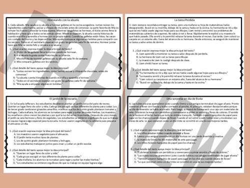 Comprensión lectora Idea principal y detalles de apoyo Centros de lectura