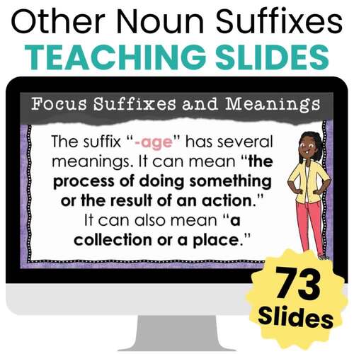 Suffixes -SHIP, -DOM, -LET, -AGE & -HOOD Teaching Slides & Guided Notes