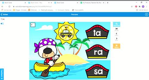 BOOM CARDS verano: LEER SÍLABAS INICIALES-Summer Distance Learning