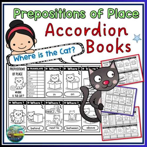 Prepositions of Place Accordion Books | WHERE IS THE CAT? | ESL Activity