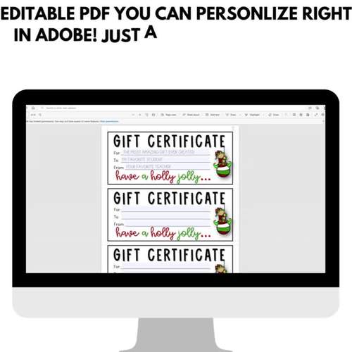 Customizable Gift Certificates | Christmas Elf Theme by Thriving ...