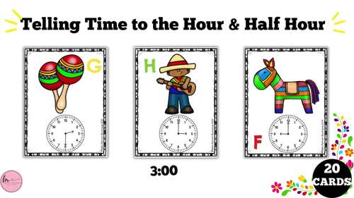Cinco de Mayo Math Activity Telling Time : Hour & Half Hour Write the Room