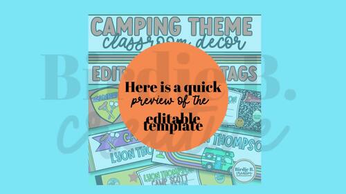 Camping Theme Classroom Decor Name Tags | Editable NameTags | BTS ...
