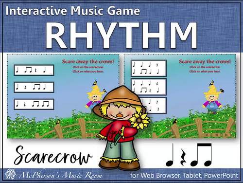 Fall Music Interactive Rhythm Game Eighth Notes {Scarecrow} by Linda ...