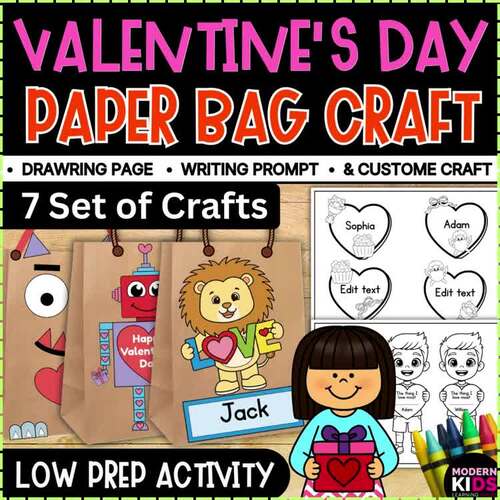 Valentine’s Day Paper Bag Crafts (K–2) | Valentines Mailboxes, Writing ...