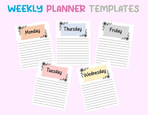Printable Weekly Planner templates for Teachers, Classroom Organization