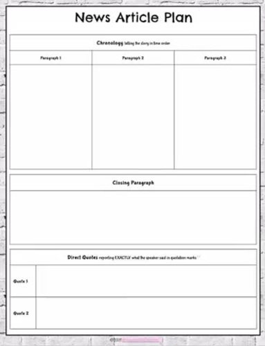 News Article Planning & Writing Worksheets by Metacognitive Teacher