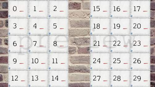 COUNTING TO 30 Before and After Number Identification Flash Cards