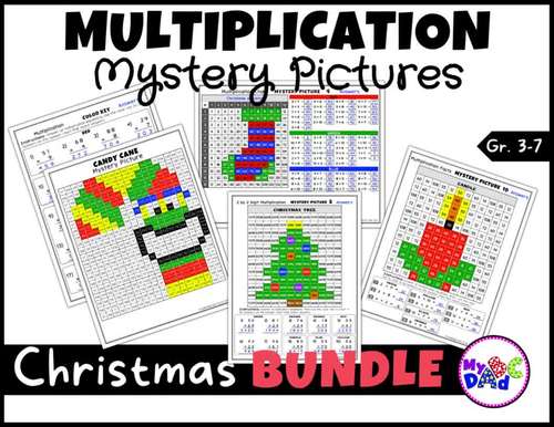 Christmas Multiplication Mystery Picture Activities BUNDLE | TPT