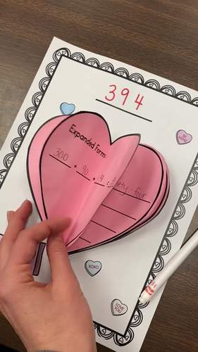 3D Place Value Craft *Valentine's Edition* by The Hiking Teacher