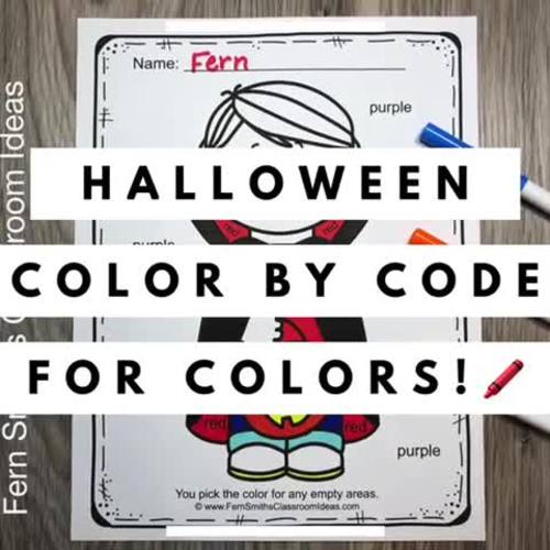 Halloween Color By Code Kindergarten Know Your Colors | TPT