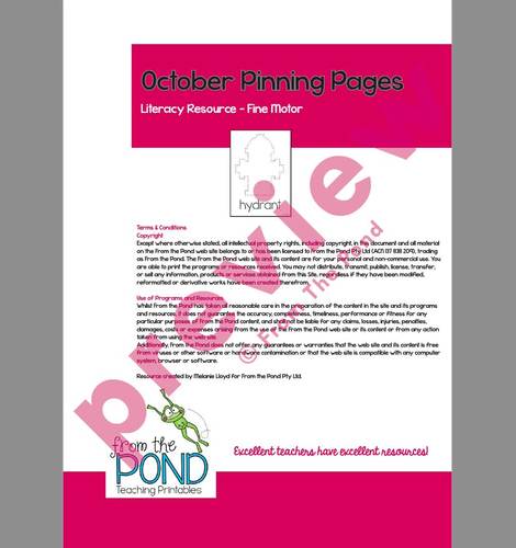October Pokey Pin Pages – Fine Motor Skills by From the Pond | TPT