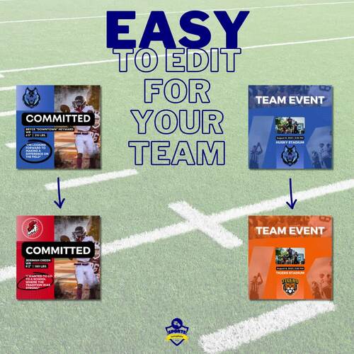 15 Canva Sports Editable Instagram Social Posts GameDay Team Branding ...