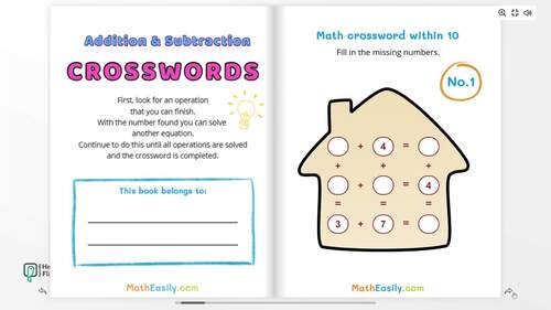 Math Crosswords Within 20 | Addition & Subtraction | Print & Go | 1st ...