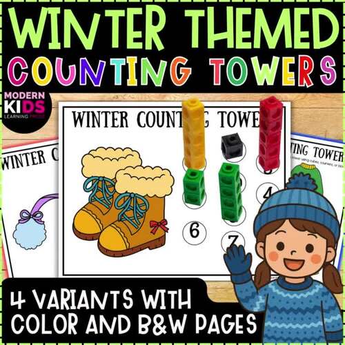Counting Towers & Number Stairs - Winter Themed Preschool Math Center ...