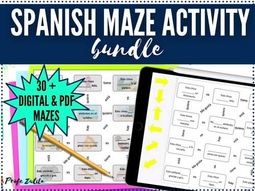 Spanish Verbs and Grammar Activities Maze Laberinto BUNDLE by Profe Zulita