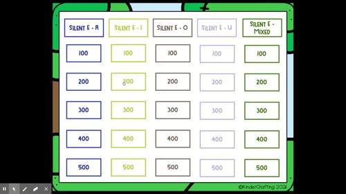 Jeopardy - Literacy Set 12 - Silent E Pictures by KinderCrafting