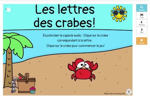 FRENCH LETTER RECOGNITION CRAB OCEAN ANIMAL | Boom Cards | Lettre ...