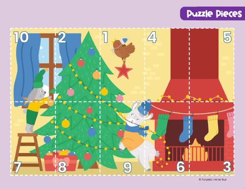 Christmas Math Puzzle: Count to 10 Picture Puzzle by Purplelila Verde Blue