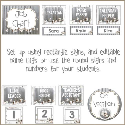Farmhouse Classroom Decor Bundle with Tin, Shiplap & Cotton | TPT