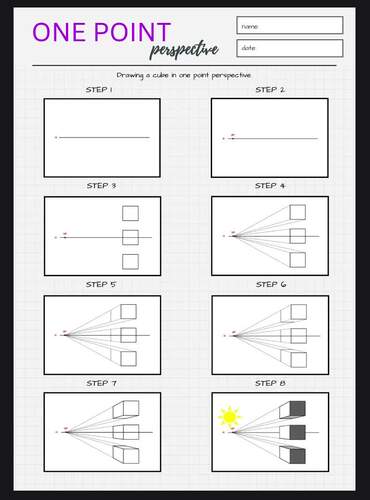 One Point Perspective Cube Drawing & 3D Name Design by Natalie Smith Art