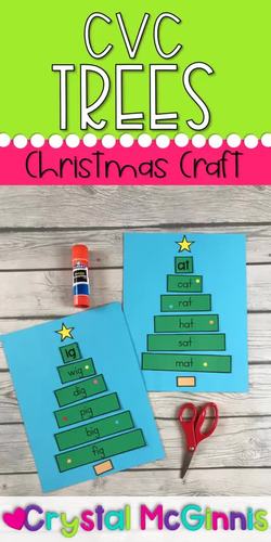 CVC Trees | Christmas Craft | 19 Word Families Included | Reading