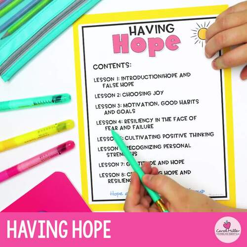 Hope and Resiliency Small Group | Confidence | Self Esteem | TPT