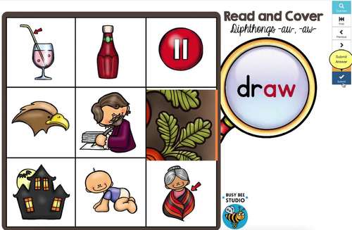 Diphthong AU AW Boom Cards Game by Busy Bee Studio | TPT