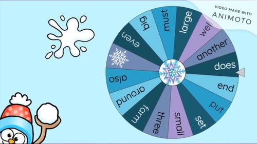 Wheel of Sight Words Interactive Digital Activity FRY first 100 digital