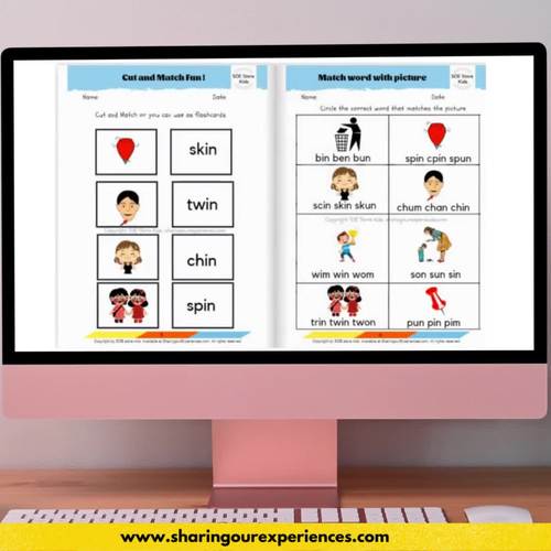 CVC "in" word family printable Phonics worksheets for kindergarten by ...