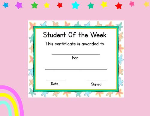 Printable Student of the Week Certificate, Student of the Week Awards ...