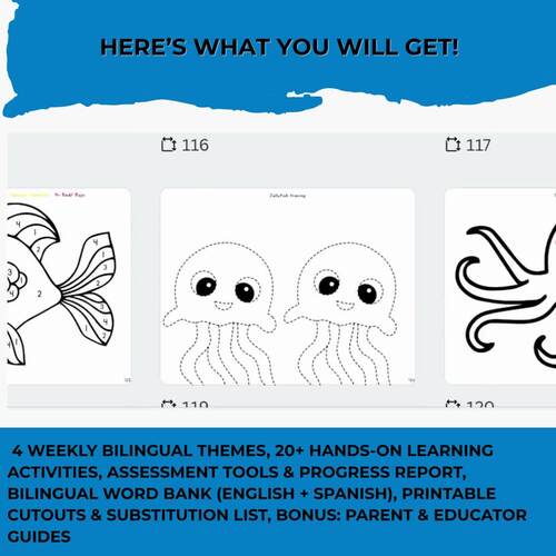 Bilingual July Preschool Curriculum, English & Spanish, NO PREP Hands-On