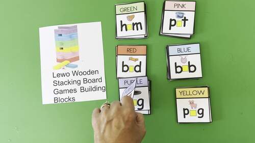 Jenga CVC Vowel Sounds Game Cards Self-Correcting by Love2TeachKiz