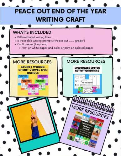 Peace Out End of Year Writing Craftivity - Writing Prompts & Craft Groovy