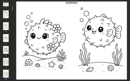 100 Pages Kids Coloring Book Bundle PDF Underwater Animals, Mermaid by ...