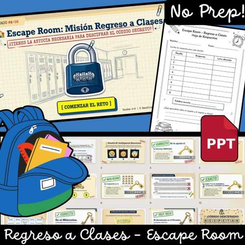 Presentación Regreso a Clases Español | Escape Room Bienvenida Escuela ...
