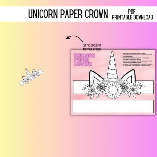 Unicorn Paper Crown, Unicorn Birthday Party Printable, Unicorn Kids ...