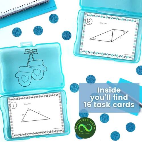 Winter Task Cards - Right Triangle Trig Ratios (SOH-CAH-TOA) - NO PREP