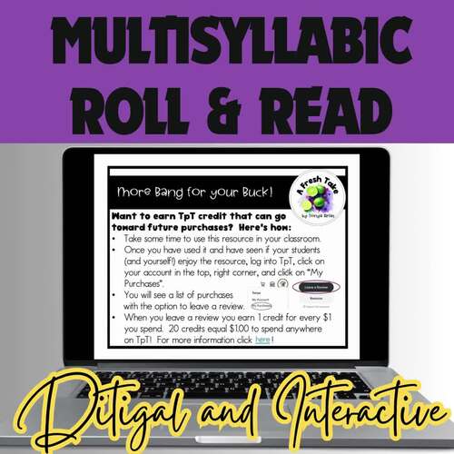 Digital Multisyllabic Words/Sentences Roll & Read |Phonics Game| Mixed ...