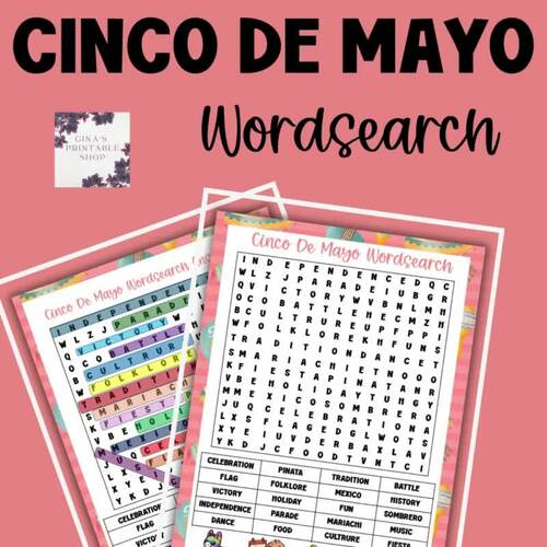 Cinco De Mayo Wordsearch Activity by GinasPrintableShop | TPT