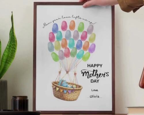 Mother’s Day Craft for Kids, Fingerprint Hot Air Balloon Craft, DIY Mom ...
