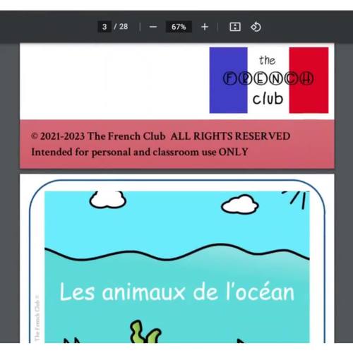 French Vocabulary Activities : Les animaux de l'océan by The French Club