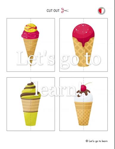 Ice Cream Matching Activity, 52 Puzzles, Busy Bags, Quiet Time, Summer Game