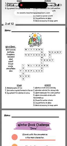 Winter Language Arts Packet by Blaire Johns | TPT