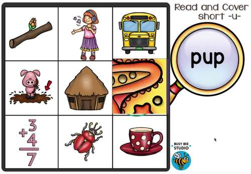 CVC Words Short U Game Boom Cards by Busy Bee Studio | TPT