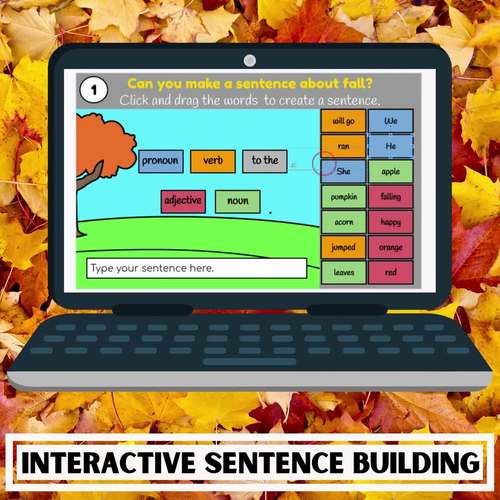 Fall Sentence Building Activity Sentence Scramble with Parts of Speech ...
